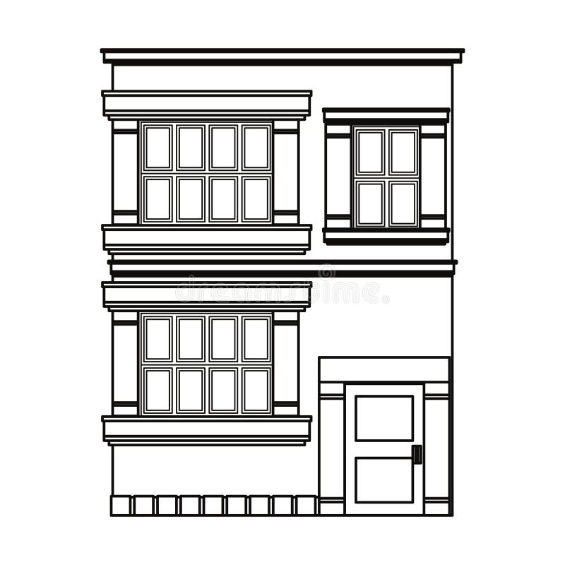 Outline building house stock vector. Illustration of white - 142069759