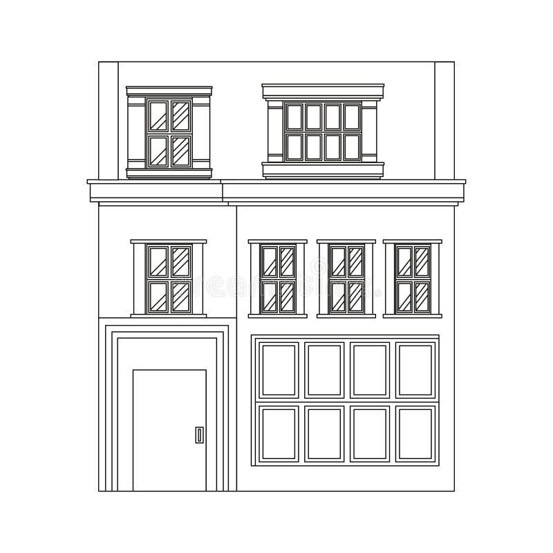 Outline building house stock vector. Illustration of apartment - 142069863