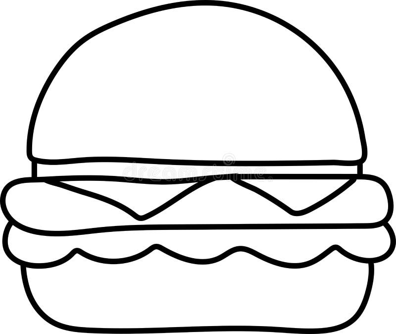Outline of a Burger Isolated on a White Background Stock Vector ...