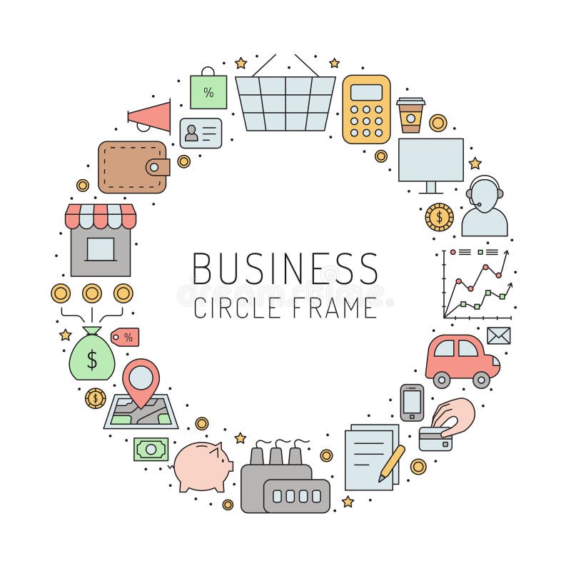 Outline Business Circle Frame. Simple Design. Part Two. Stock Vector ...