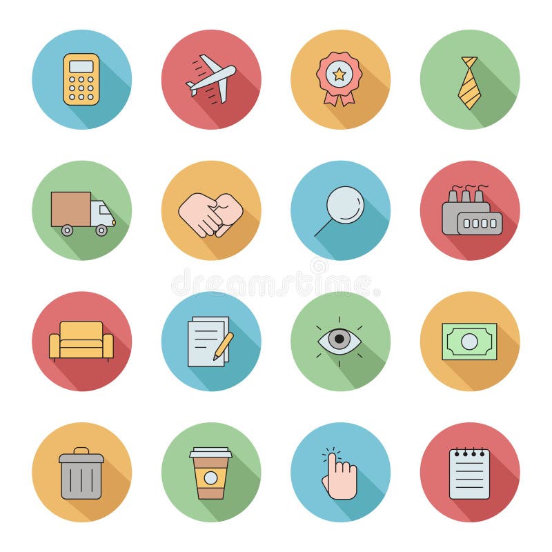 Outline Business Circle Icons Vector Set. Part Two. Stock Vector ...