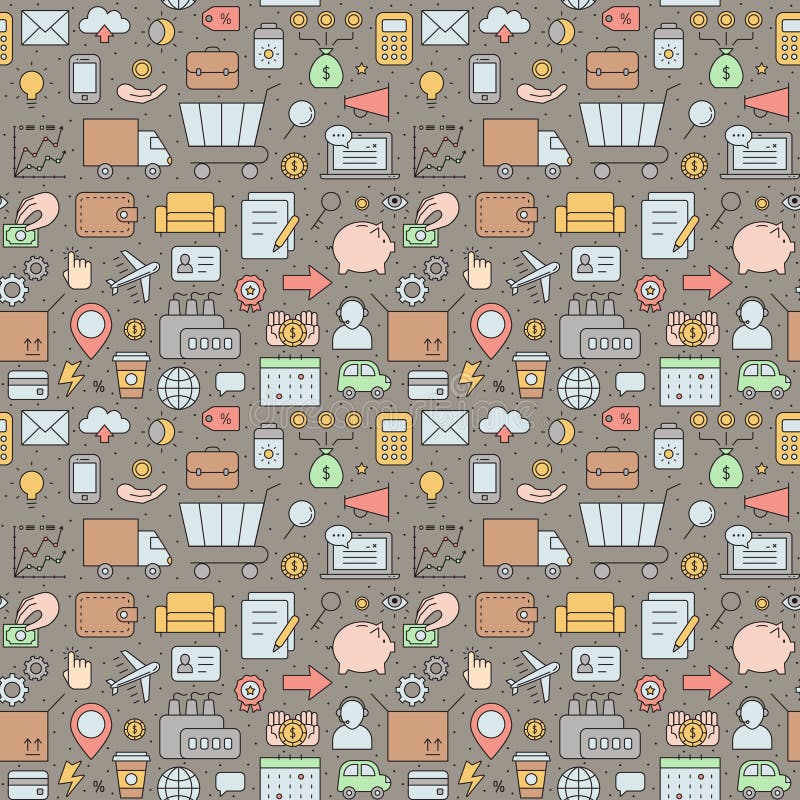 Outline Business Seamless Vector Pattern Brown. Stock Vector ...