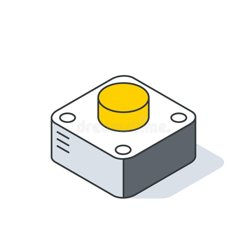 Outline Button. 3d Isometric Vector, Web Icon,Contour Style Stock ...