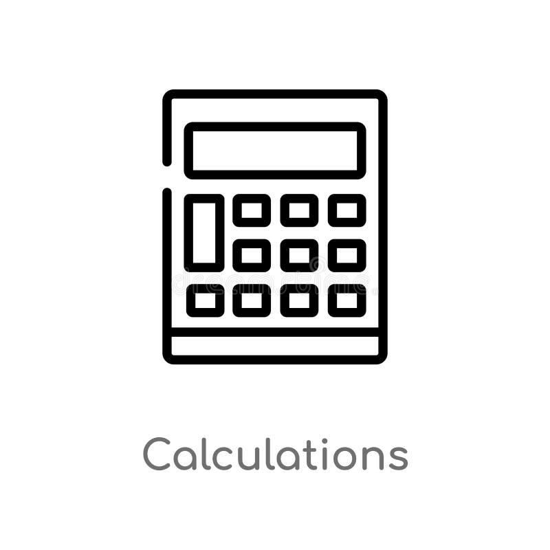 Outline Calculations Vector Icon. Isolated Black Simple Line Element ...