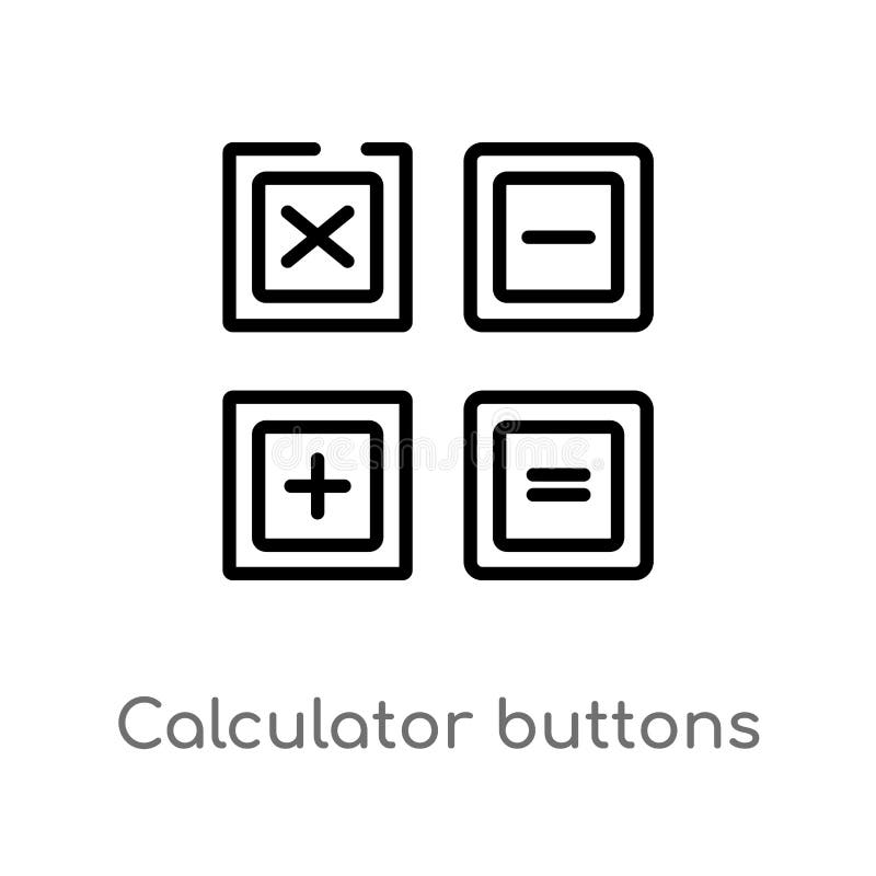 Outline Calculator Buttons Interface Vector Icon. Isolated Black Simple ...