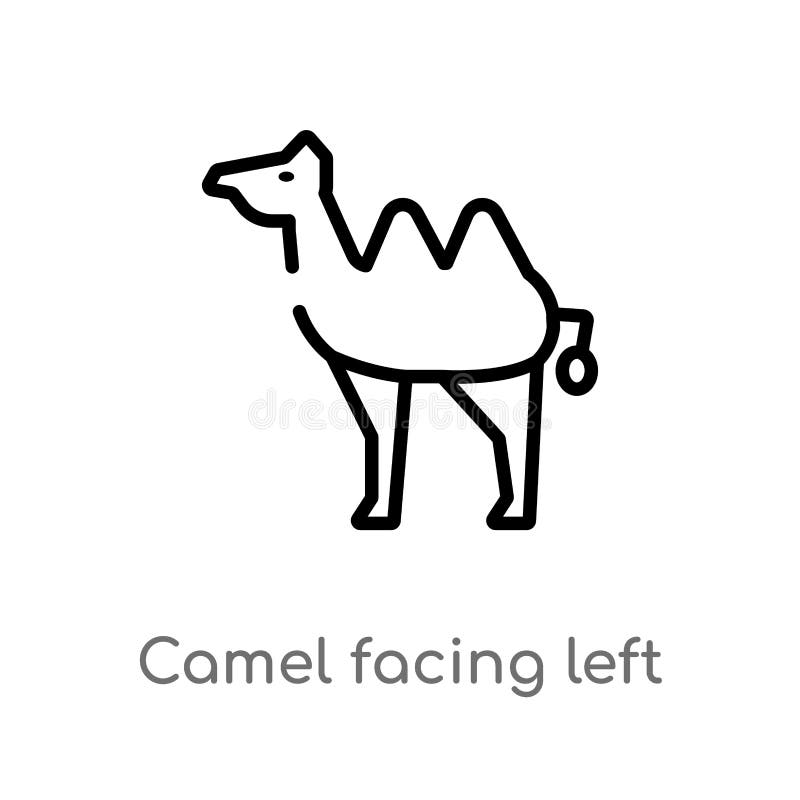 Outline Camel Facing Left Vector Icon. Isolated Black Simple Line ...