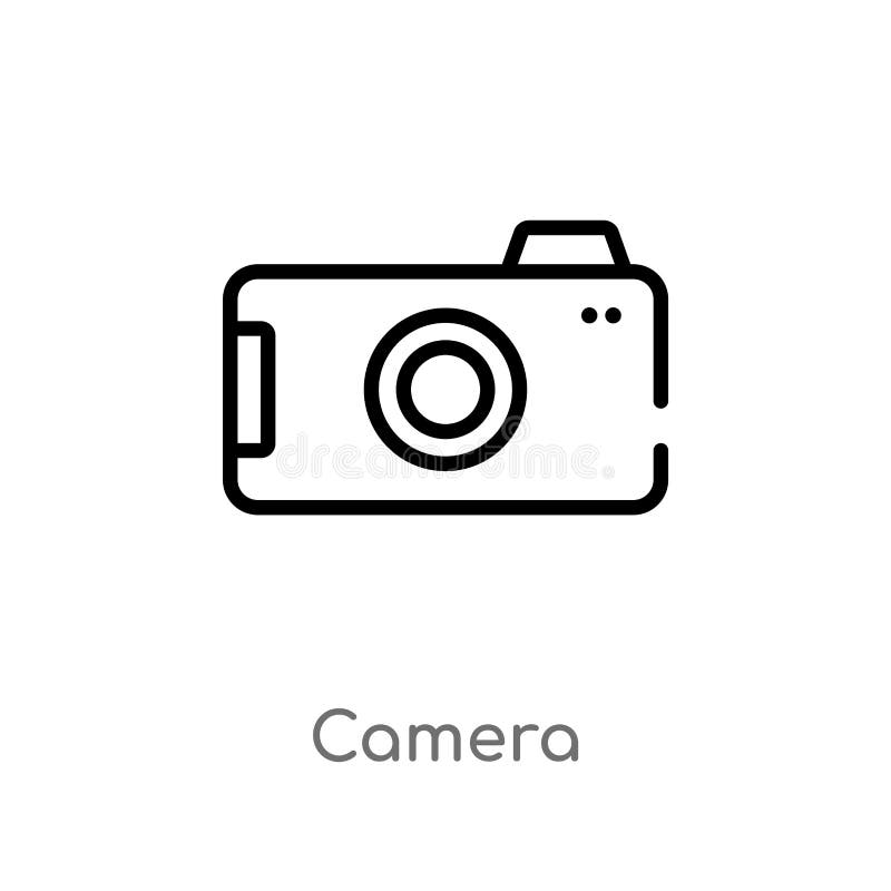 Outline Camera Front View Vector Icon. Isolated Black Simple Line ...