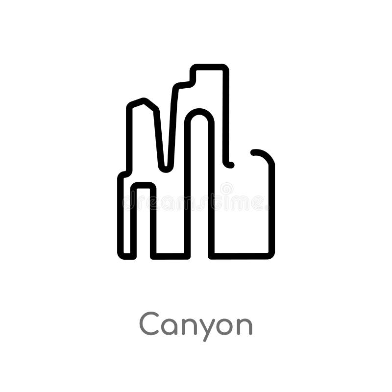 Outline Canyon Vector Icon. Isolated Black Simple Line Element ...