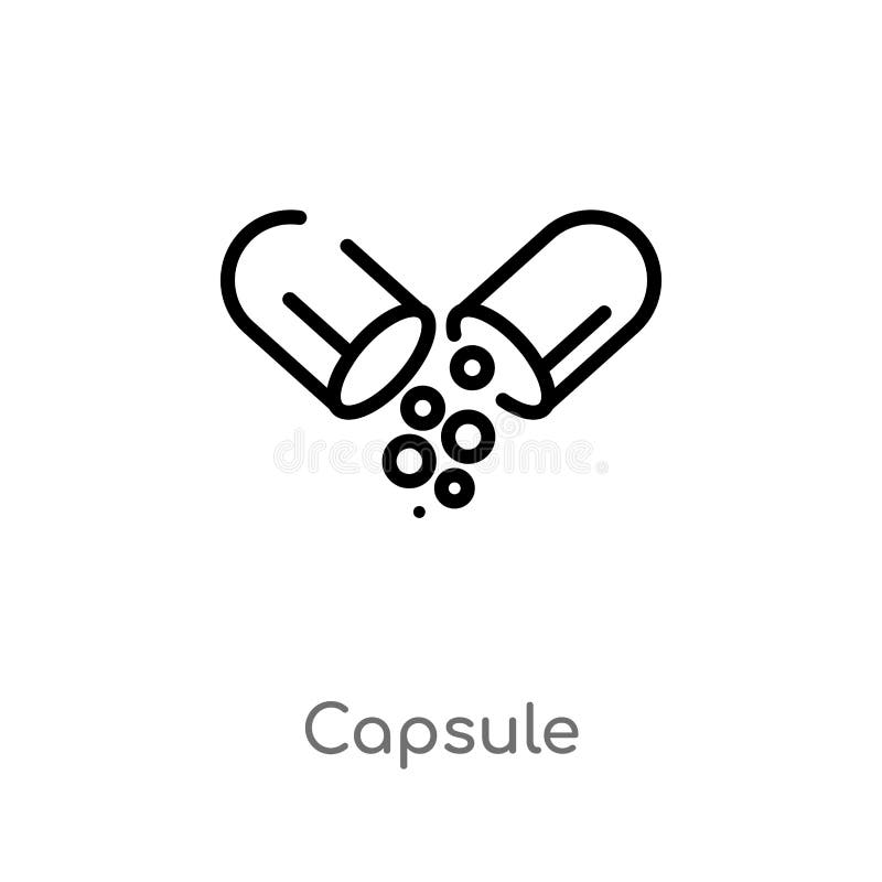 Outline Capsule Vector Icon. Isolated Black Simple Line Element ...