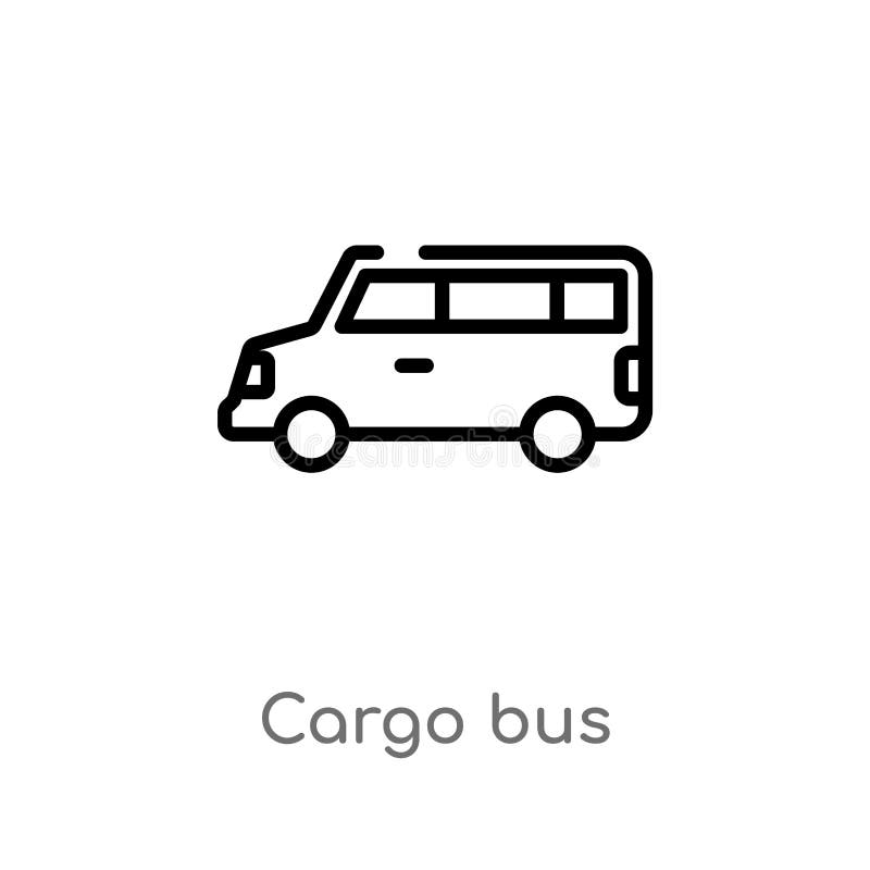 Outline Cargo Bus Vector Icon. Isolated Black Simple Line Element ...