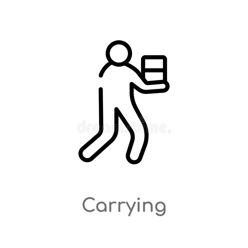 Outline Men Carrying a Box Vector Icon. Isolated Black Simple Line ...