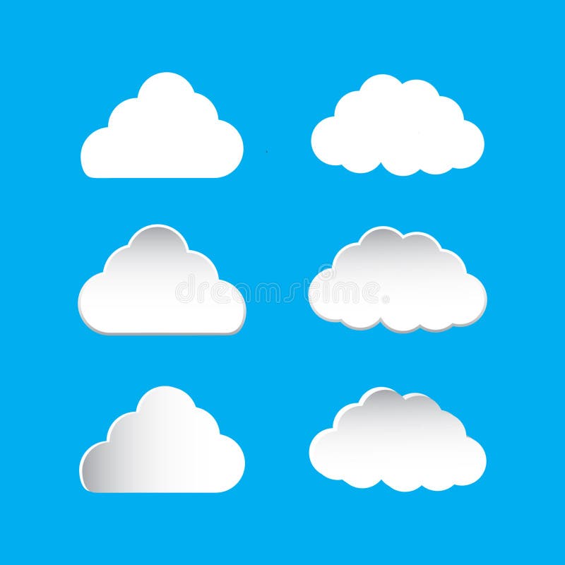 Outline Cartoon Flat Style Clouds Icon Collection Stock Vector ...