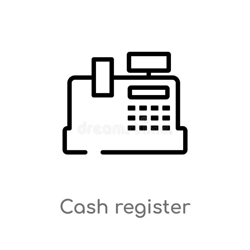 Outline Cash Register Vector Icon. Isolated Black Simple Line Element ...