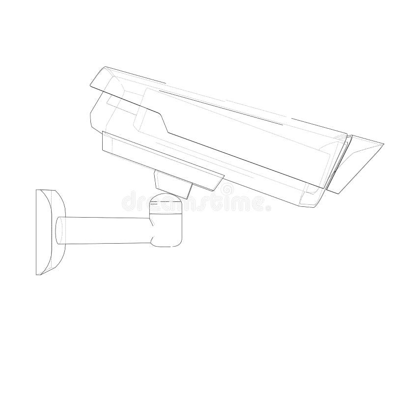 Outline CCTV Camera. Security Camera Stock Illustration - Illustration ...