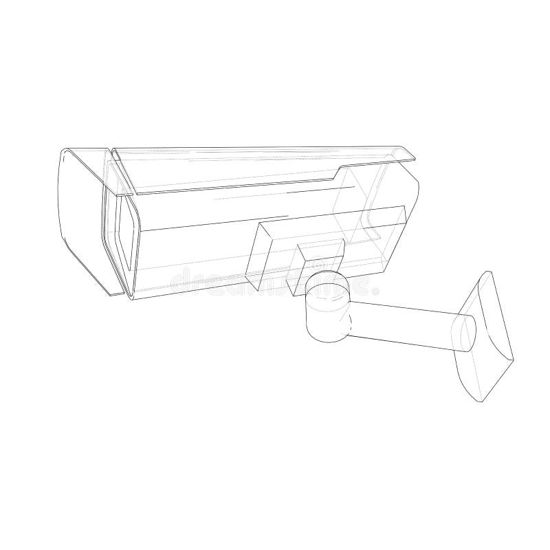 Outline CCTV Camera. Security Camera Stock Illustration - Illustration ...