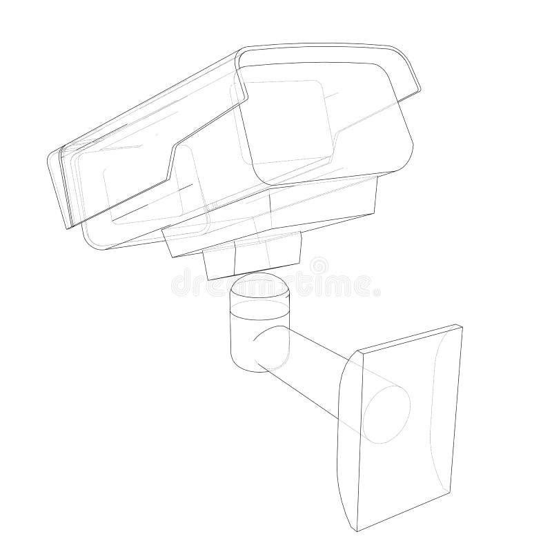 Outline CCTV Camera. Security Camera Stock Illustration - Illustration ...