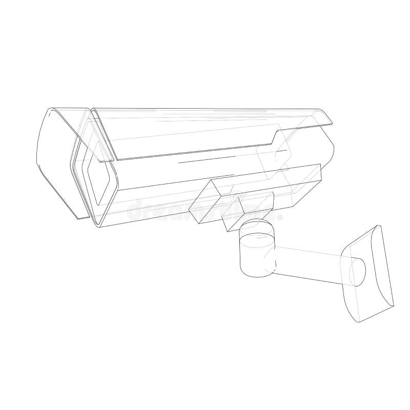Outline CCTV Camera. Security Camera Stock Vector - Illustration of ...