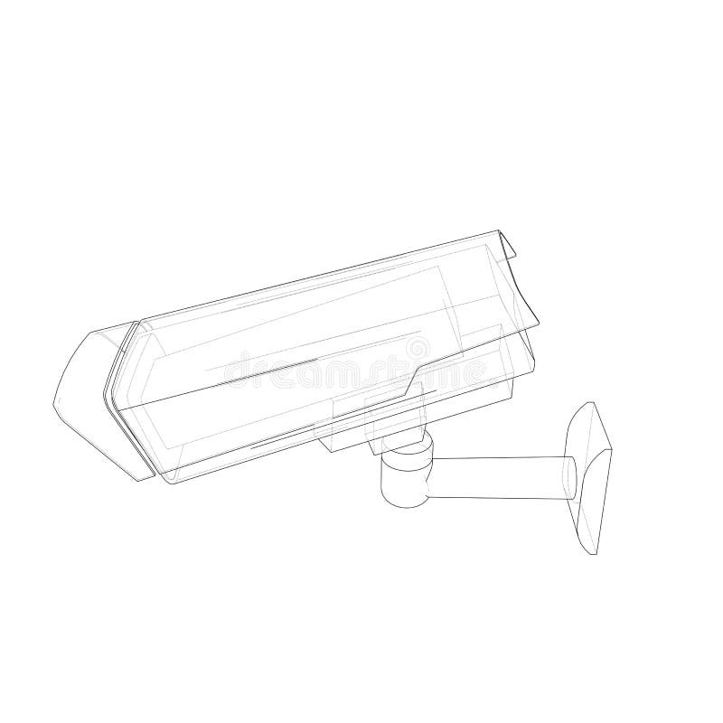 Outline CCTV Camera. Security Camera Stock Vector - Illustration of ...