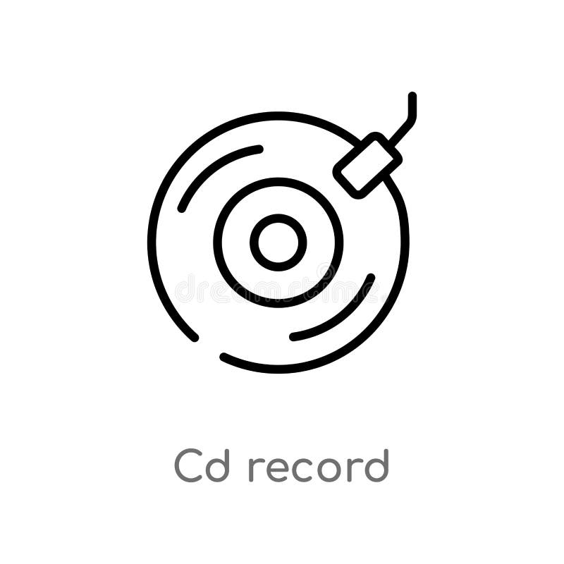 Outline Cd Record Vector Icon. Isolated Black Simple Line Element ...