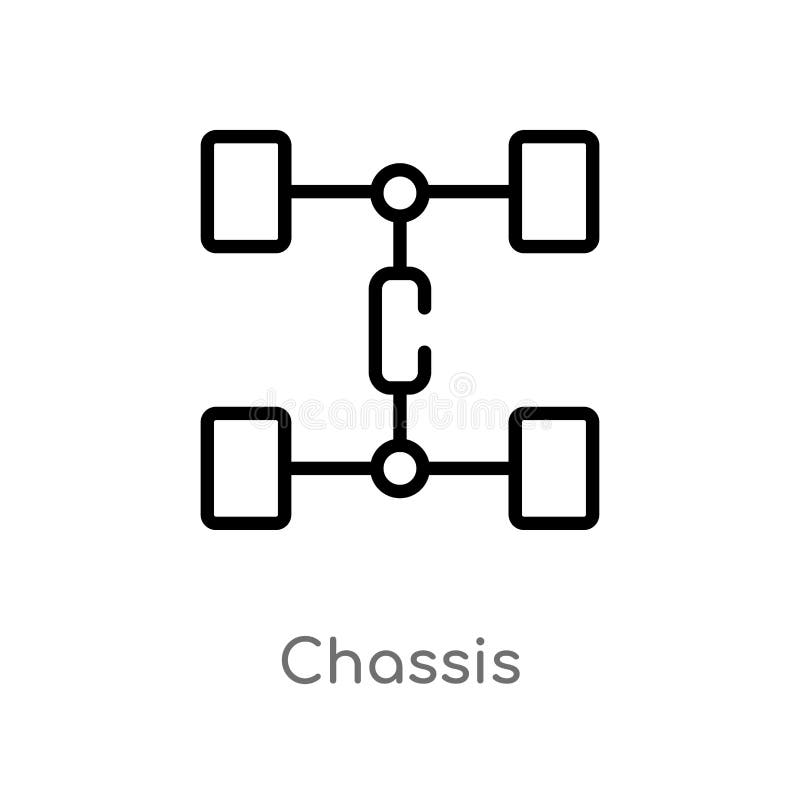 Outline Car Chassis Vector Icon. Isolated Black Simple Line Element ...