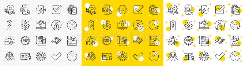Outline Checkbox, Floor Plan and Tick Line Icons. for Web App. Vector ...