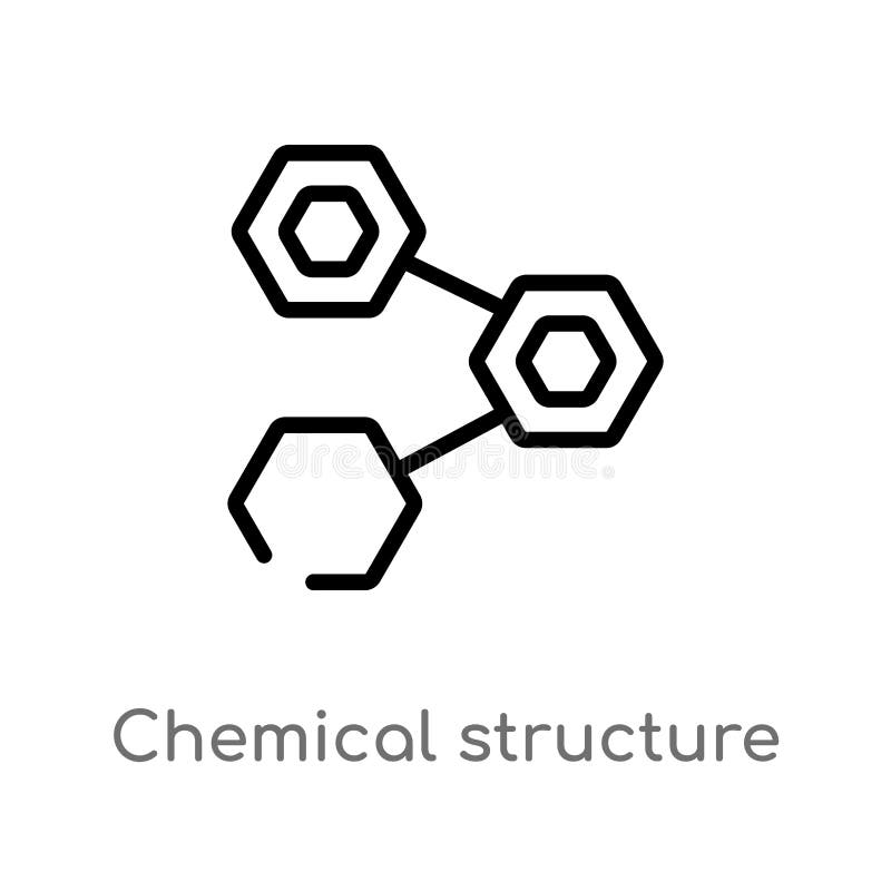 Outline Chemical Structure Vector Icon. Isolated Black Simple Line ...