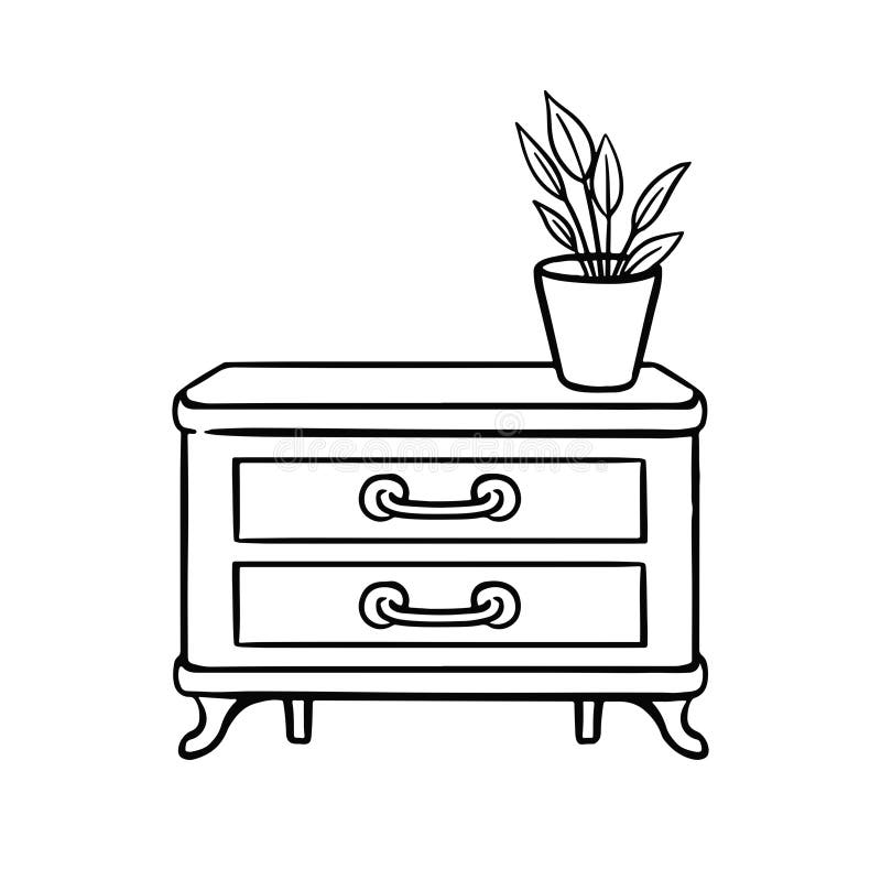 Outline Chest of Drawers in Hallway, Bedside Table Symbol, Black ...