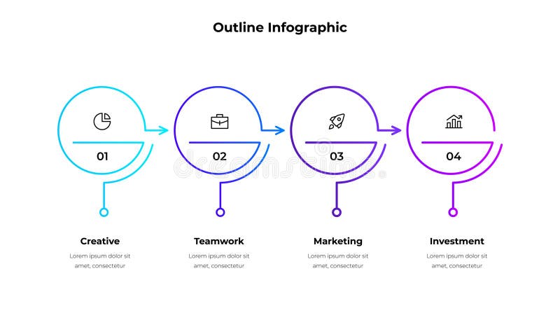 4 Outline Circles with Arrows for Presentations or Infographics ...
