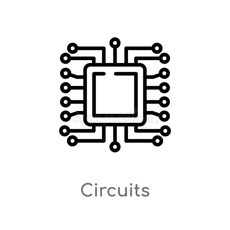 Outline Circuits Vector Icon. Isolated Black Simple Line Element ...