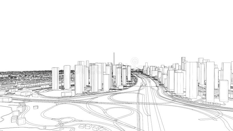 Outline City Concept Vector. Wire-frame Style Stock Vector ...