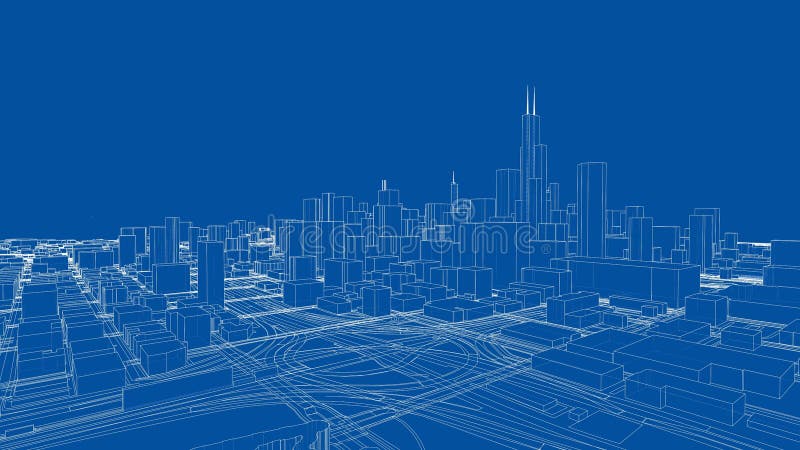 Outline City Concept Vector. Wire-frame Style Stock Vector ...