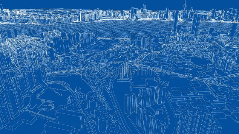 Outline City Concept Vector. Wire-frame Style Stock Vector ...