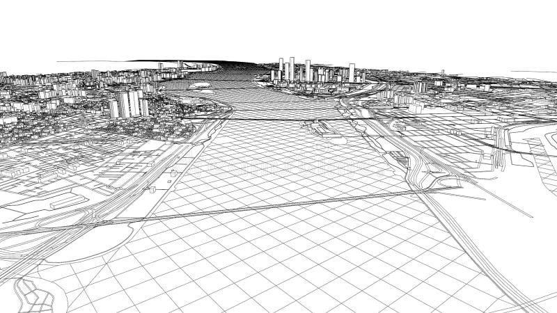 Outline City Concept Vector. Wire-frame Style Stock Vector ...