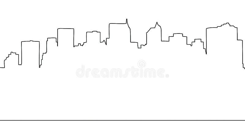 Outline of City on White Screen Stock Illustration - Illustration of ...