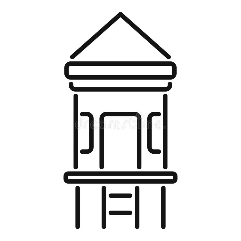 Outline of Classic Columned Building Icon Stock Vector - Illustration ...