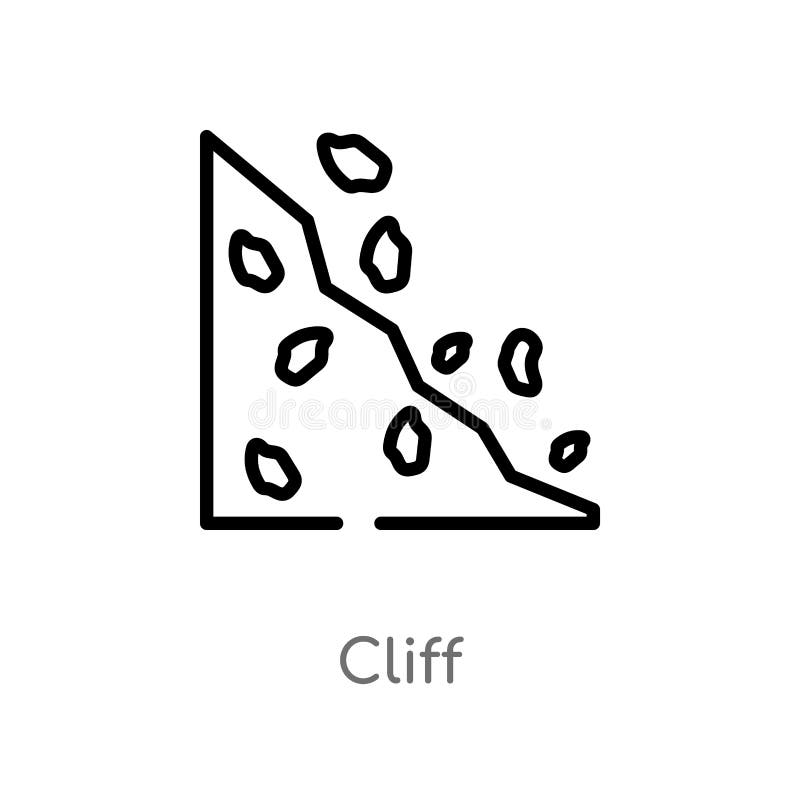 Outline Cliff Vector Icon. Isolated Black Simple Line Element ...