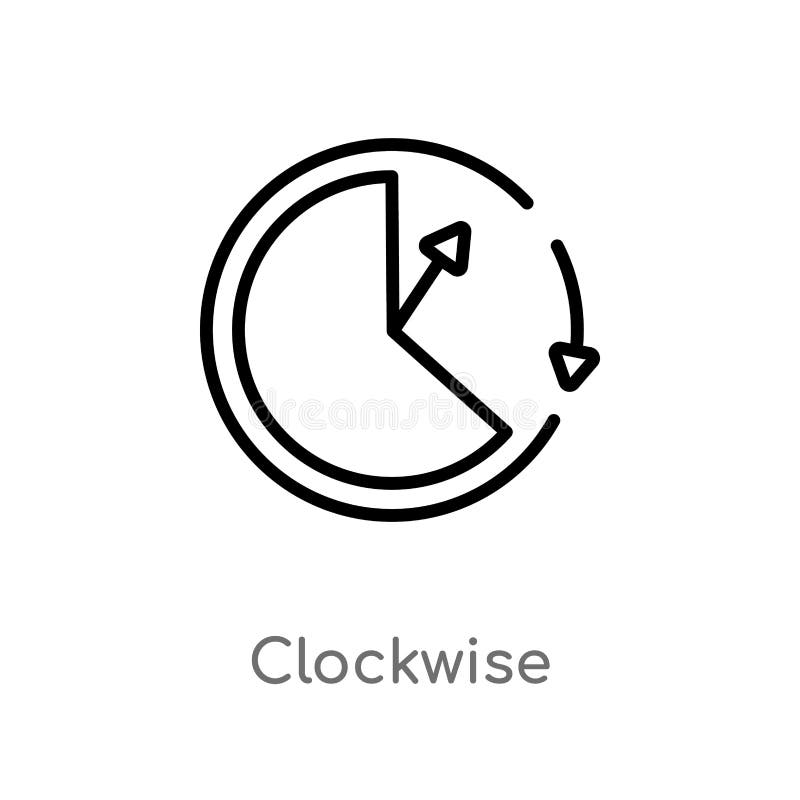 Outline Clockwise Vector Icon. Isolated Black Simple Line Element ...