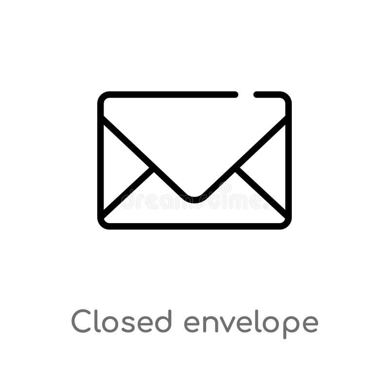 Outline Closed Envelope Vector Icon. Isolated Black Simple Line Element ...