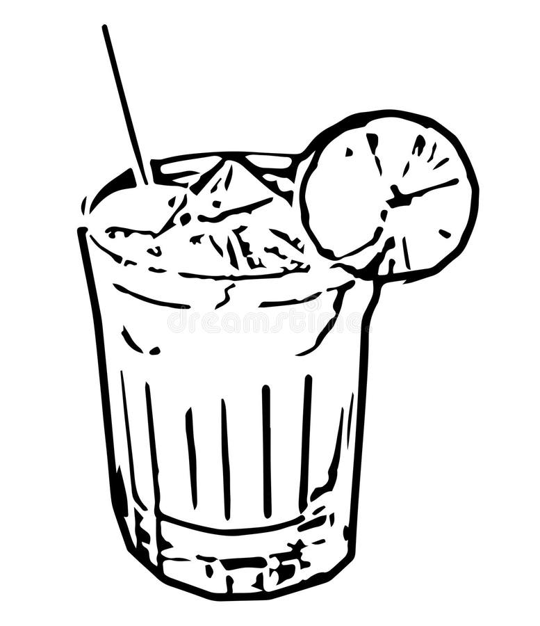Outline of a Cocktail Glass. Silhouette of a Glass Stock Illustration ...