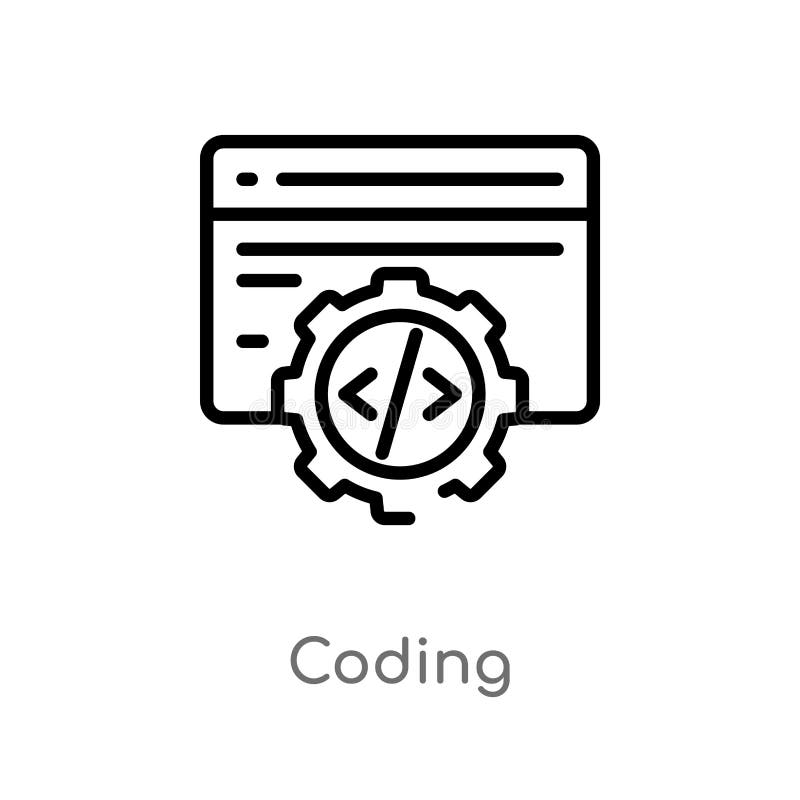 Outline Coding Vector Icon Isolated Black Simple Line Element