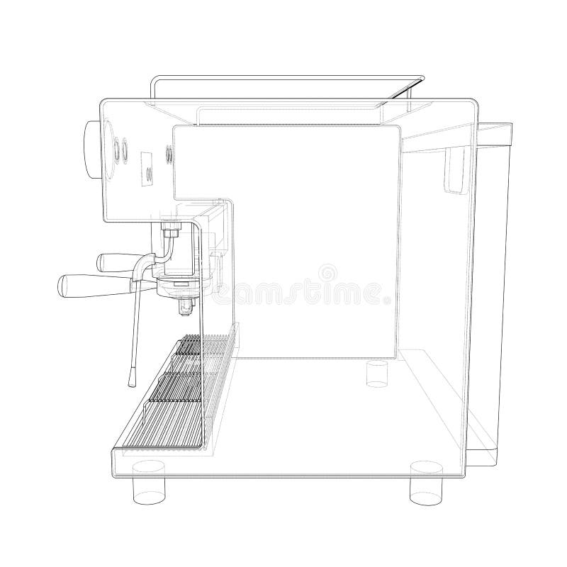 Outline coffee machine stock illustration. Illustration of cappuccino ...