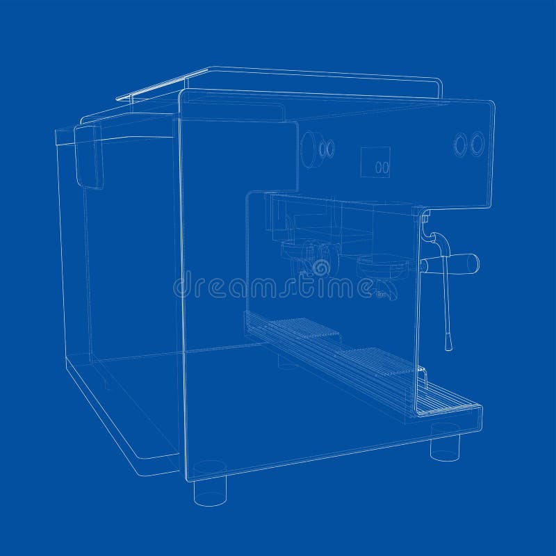 Outline of a Coffee Machine from Black Lines Isolated on a White ...