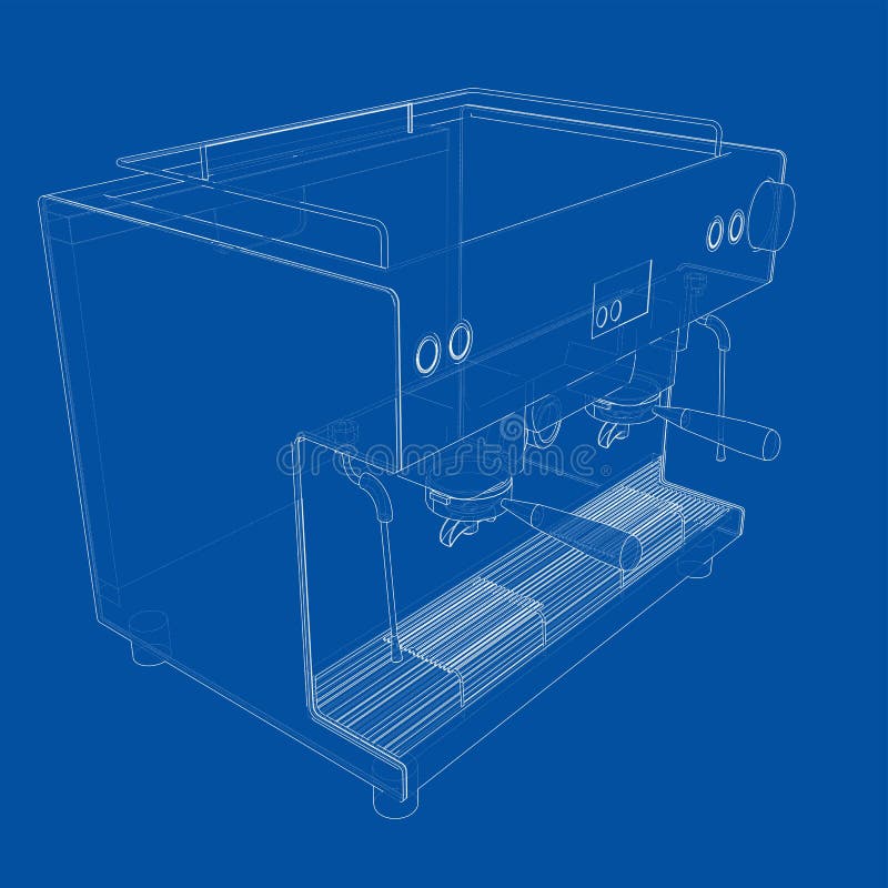 Outline Coffee Machine. Vector Stock Vector - Illustration of kitchen ...