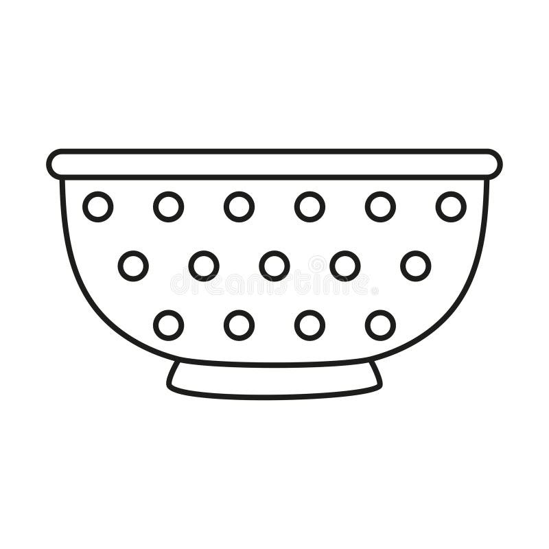 Outline colander isolated stock vector. Illustration of drain - 334812237