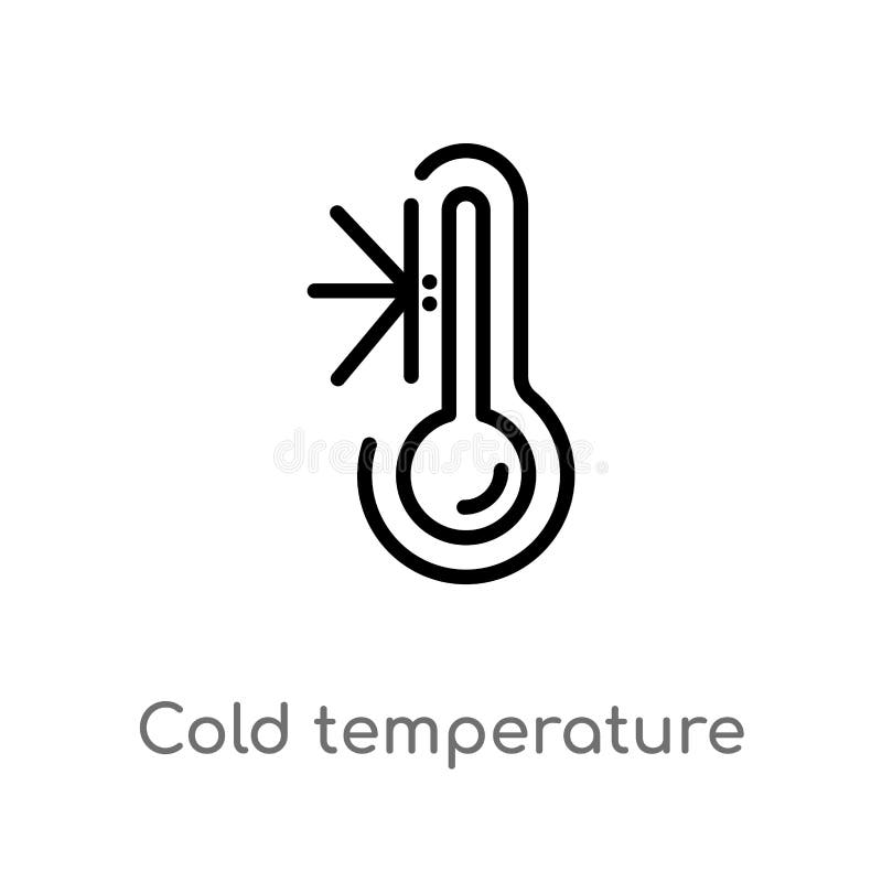 Outline Cold Temperature Vector Icon. Isolated Black Simple Line ...