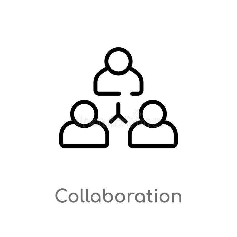 Outline Collaboration Vector Icon. Isolated Black Simple Line Element ...