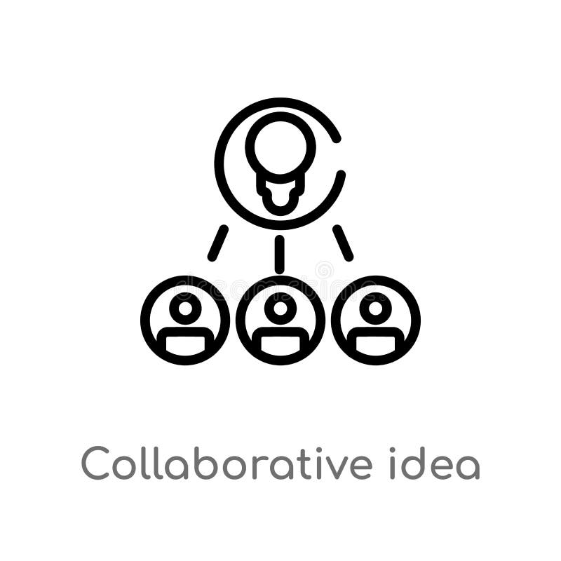 Outline Collaborative Idea Vector Icon. Isolated Black Simple Line ...