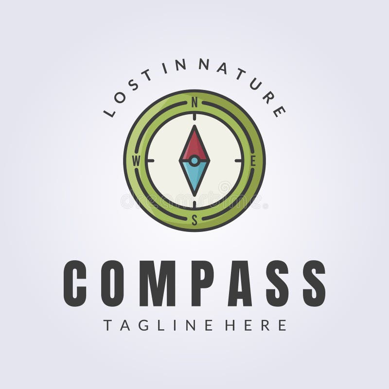 Outline Color Compass Logo Vector Illustration Design, Lost in Nature ...