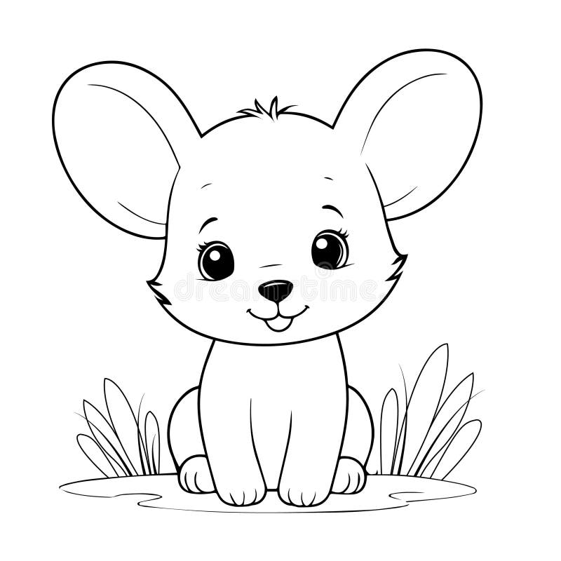 Outline Coloring Book for Children of a Cute Little Mouse Stock ...