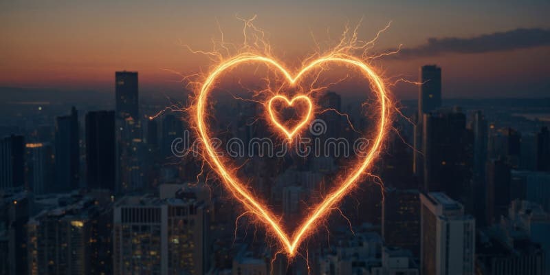Outline Coloring Heart Lightning in the Middle. Stock Illustration ...